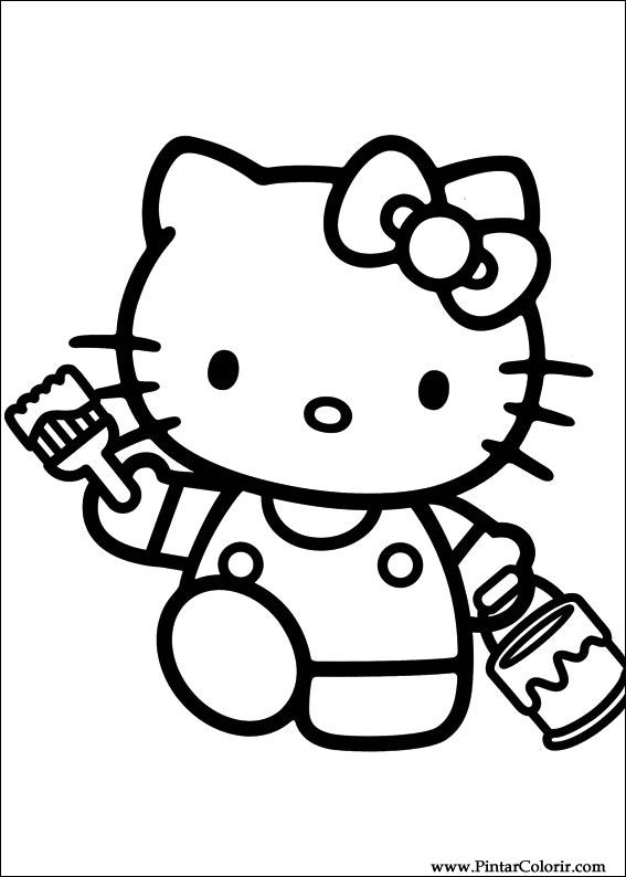 Desenhos Para Pintar e Colorir Hello Kitty - Imprimir Desenho 034