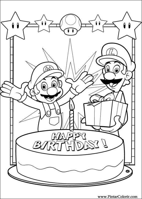 Desenhos Para Pintar e Colorir Super Mario Bros - Imprimir Desenho 004